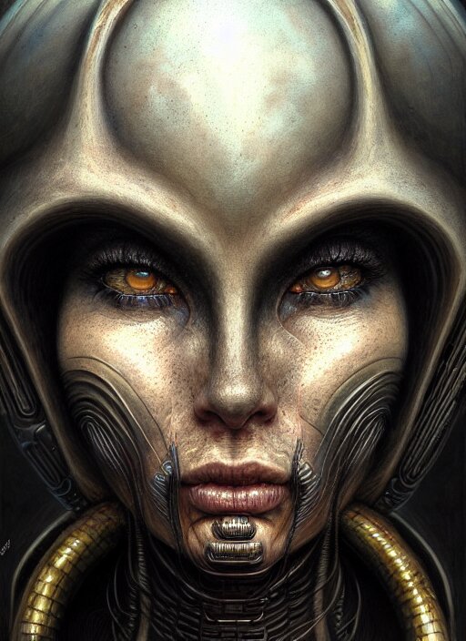 Lexica - Closeup portrait shot of a alien warrior in a scenic dystopian ...