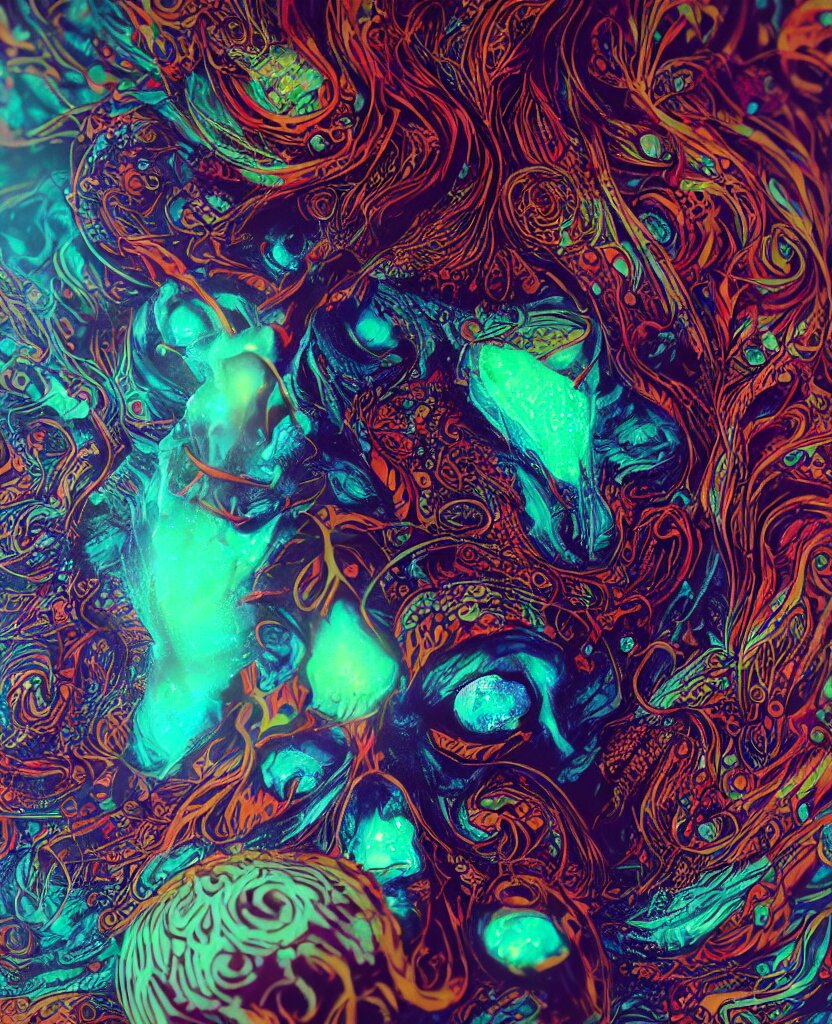 psychedelic shaman close-up portrait. amanita muscaria phoenix h ...