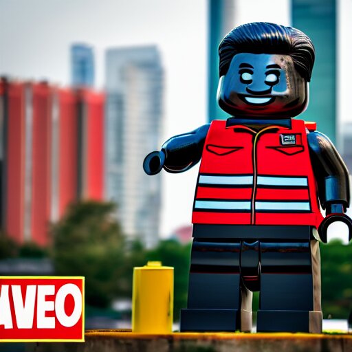 a xi jinping lego statue, in the style of synthwave, auoroacore ...