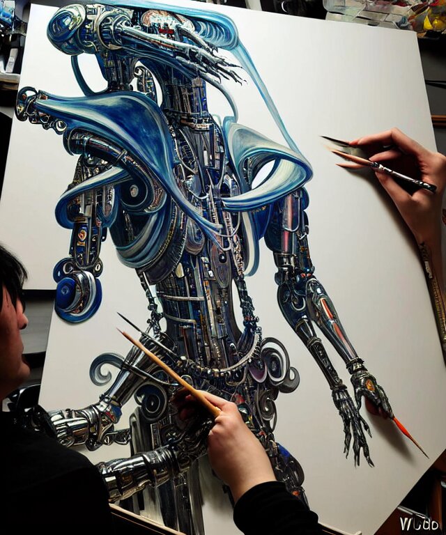 Lexica - photo of futuristic holy futuristic cyborg-robot-painter ...