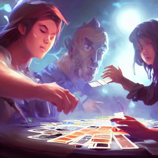 Lexica - Four players competing at a magic the gathering card game ...