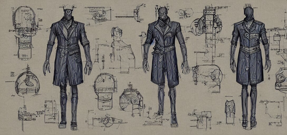 Lexica - Blueprints for bioshock character, concept art, blueprint,