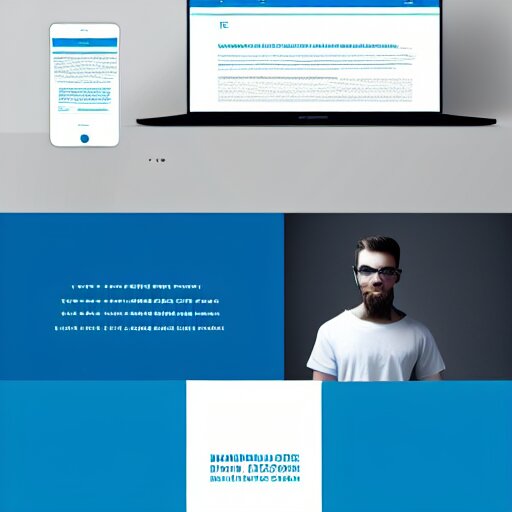 minimalistic clean website brand design portal, blue background ...