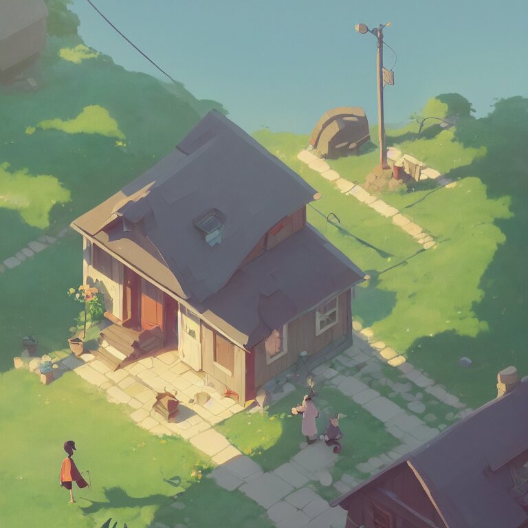 Lexica - Isometric view, a lovely cottage, plain background, cory ...