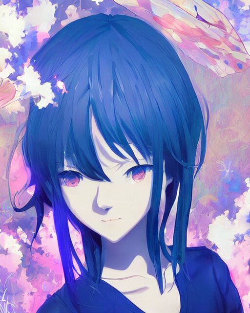 Lexica - A digital anime girl made out of 1s and 0s. Blue, holographic ...