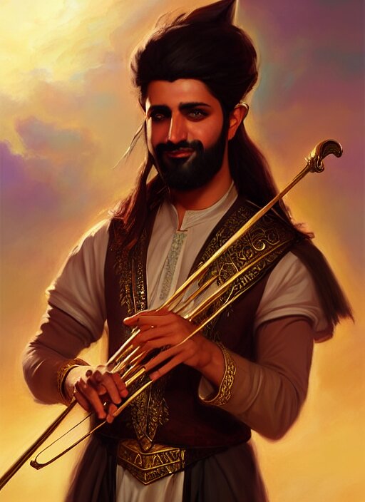 Lexica - A _ fantasy _ style _ portrait _ painting _ of arabian male ...