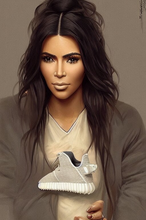 Lexica - Beautiful cottagecore kim kardashian holding a adidas yeezy ...