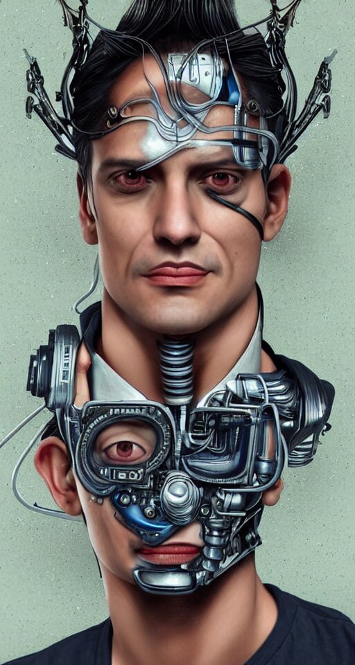 Lexica - A portrait photo of a latino mad scientist male with cyborg ...
