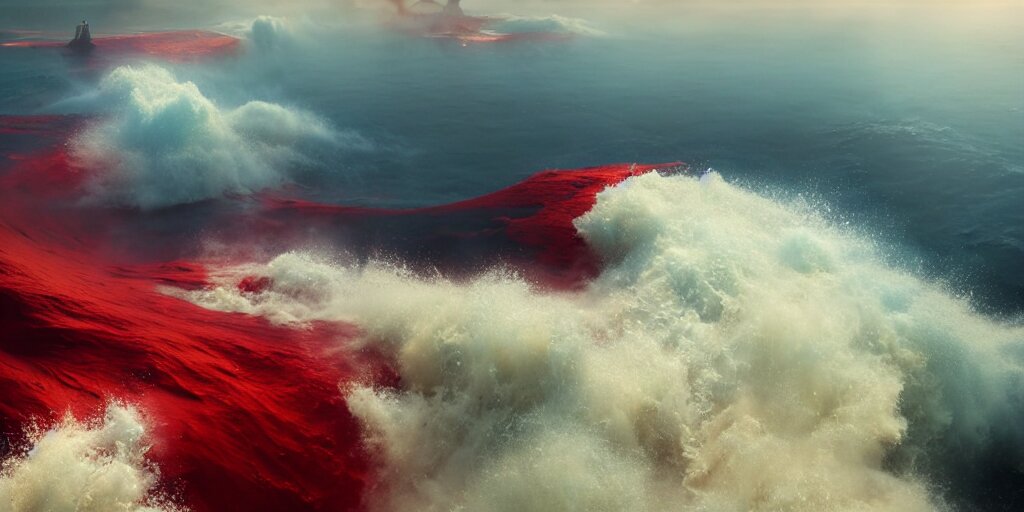 Lexica - A churning, boiling red sea with lots of smoky black and red ...