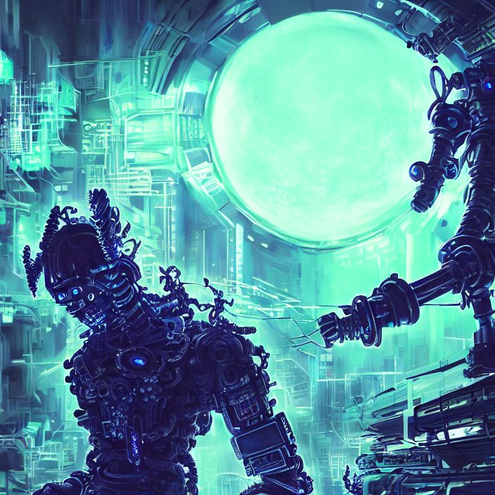 Lexica - Cyber punk, android cannon mindar from japan, oni mask ...