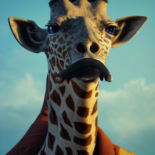 Lexica - A highly detailed portrait of a humanoid giraffe in a blue ...