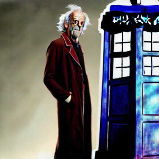 Lexica - Christopher lloyd as doctor who in front of tardis, directed ...