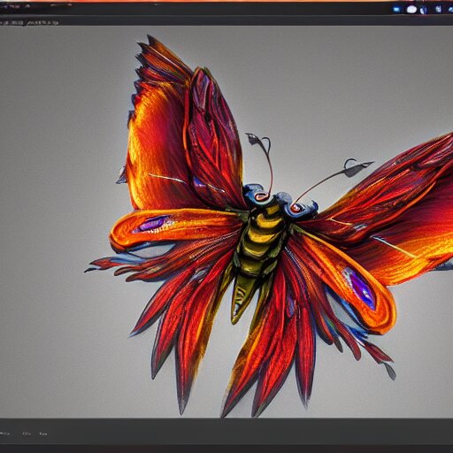 Lexica - A phoenix butterfly with six wings ， trending on art station ...