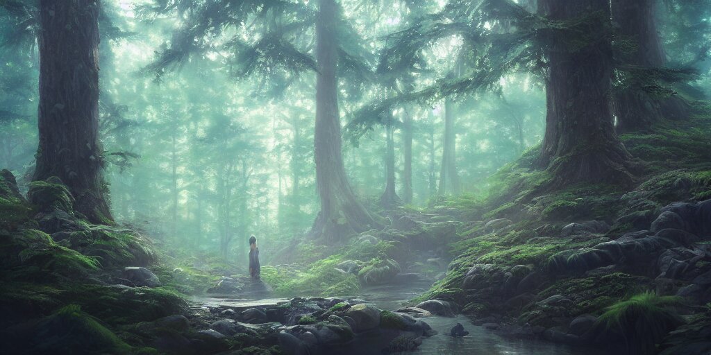 Lexica - A forest, highly detailed oil painting, Studio Ghibli, Jessica ...