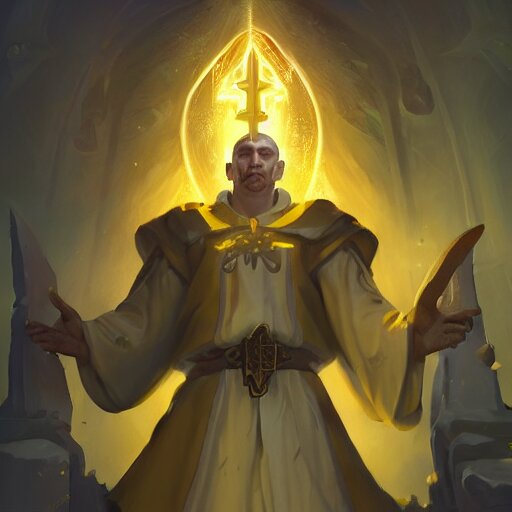 Lexica - A holy priest, yellow theme, bright art masterpiece artstation ...