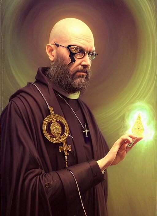 Lexica - Portrait of a cyberpunk orthodox priest with purple eyes, grim ...