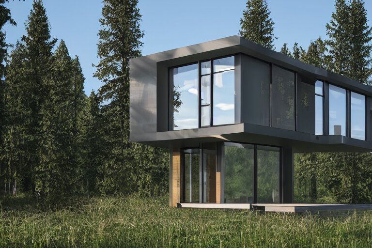 modern modern fachwerk house with in the forest on the foot of E ...