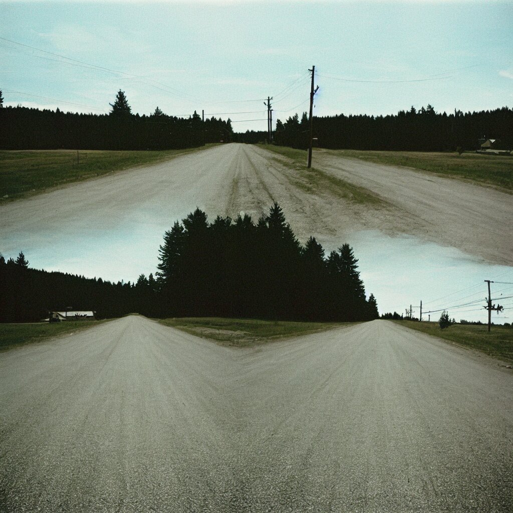 Lexica - A disposable camera picture of an empty street in a small ...