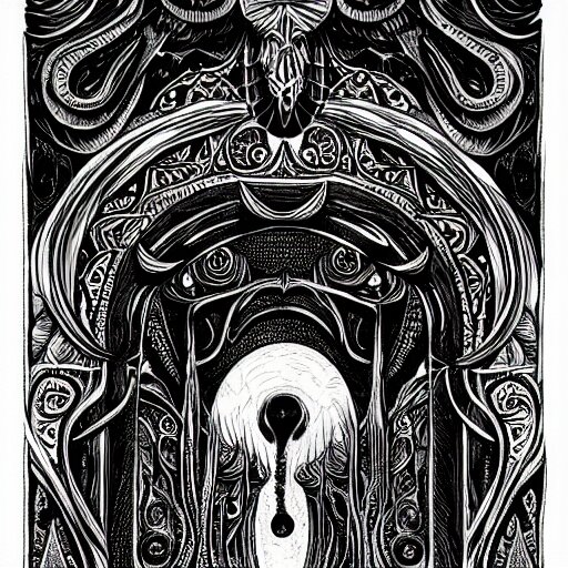 Lexica - Eldritch portal, black ink on paper, trending on artstation ...