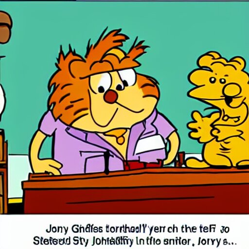 Lexica - Garfield hanging out with jon stewart in the cartoon style of ...
