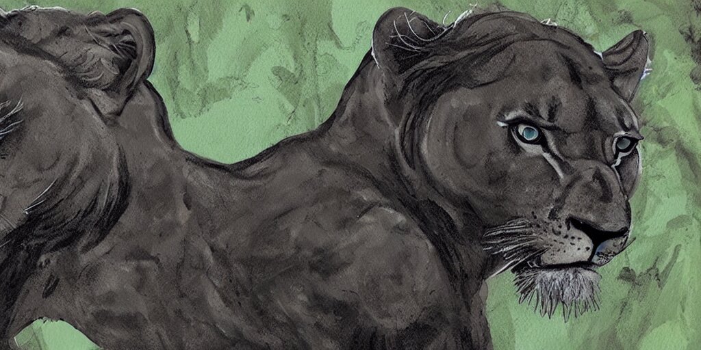 Lexica - A lioness, made of tar, in a suburban backyard, dripping tar ...