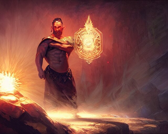 Lexica - Handsome tattooed gym bro cleric radiant explosion magic spell ...