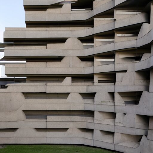 Lexica - A giant library built in brutalist architecture, diverse ...