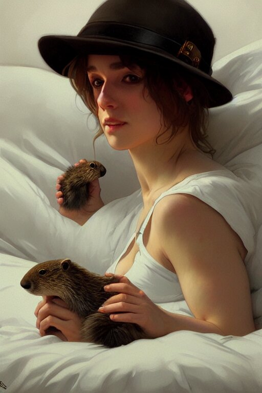 Lexica - Groundhog drug addict on the bed, realistic portrait, highly ...