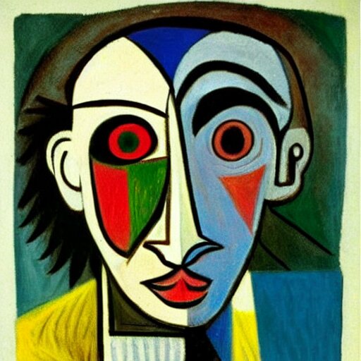 Lexica - Very creepy man, grotesque, horror, pablo picasso style
