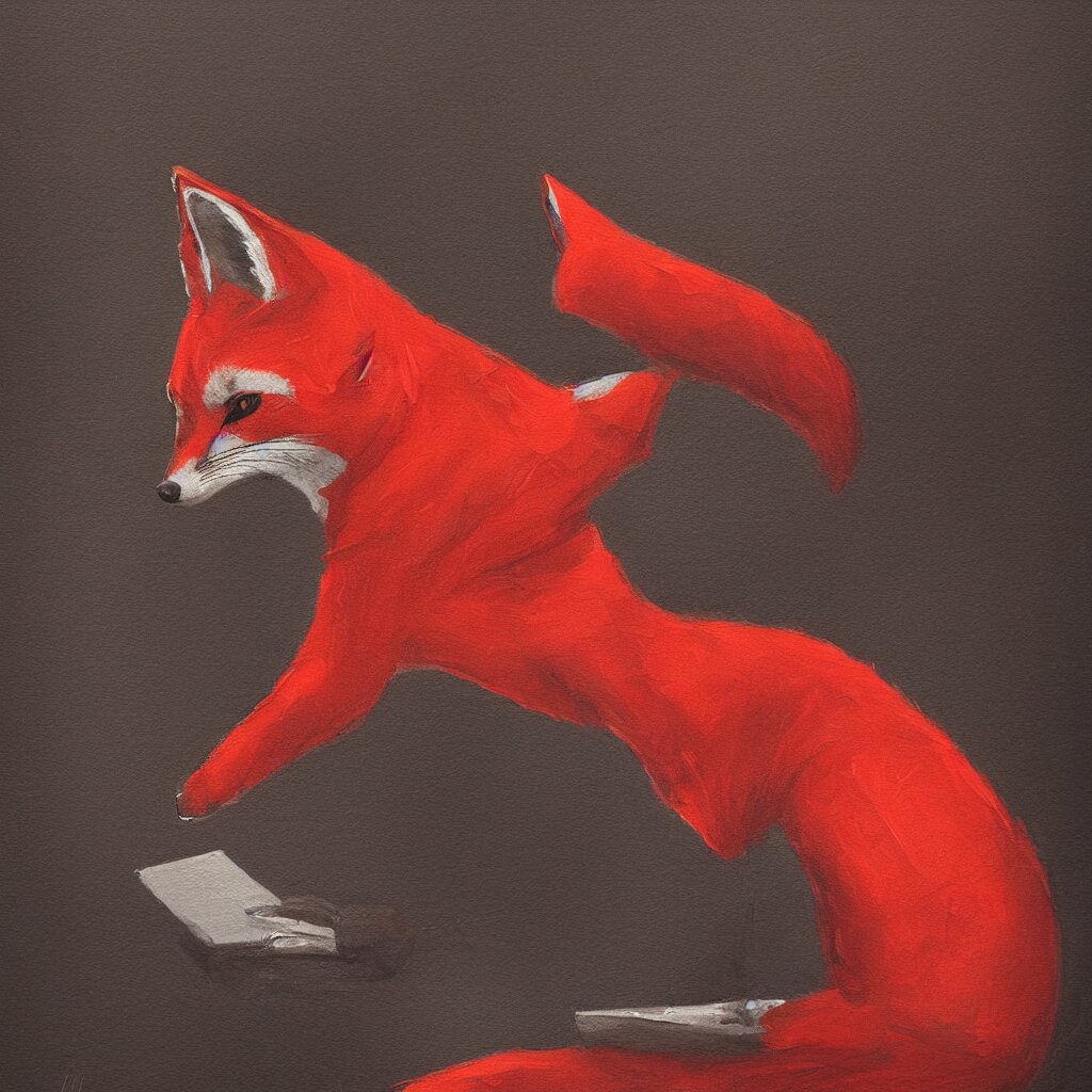 Lexica - A red fox in a hoodie typing on a keyboard, dark tones ...