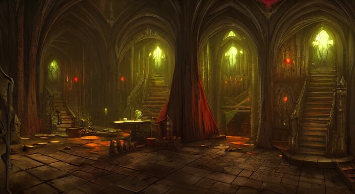 Lexica - Dark sinister vampire lair interior by Marc Simonetti ...