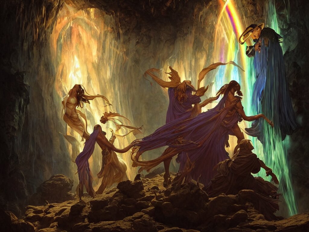 Lexica - Painting of powerful stylish sorcerer and a cleric banishing ...