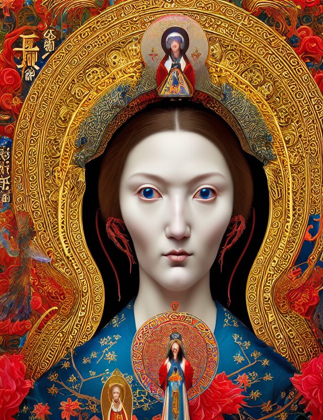 Lexica - 3 d goddess close - up profile portrait russian orthodox icon ...