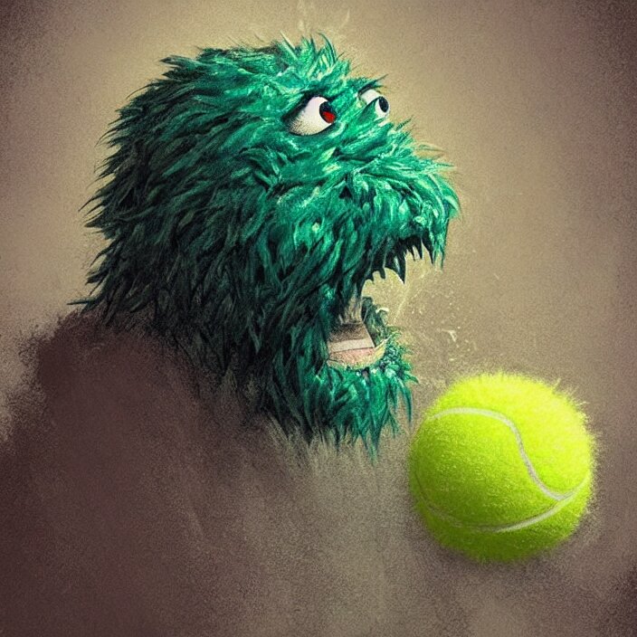 Lexica - Cinematic portrait of a cute tennis ball monster in water ...