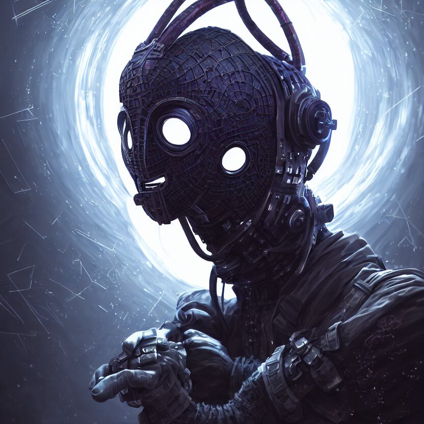 cyber punk, oni mask, 3 d render beeple, compound eye of insect ...