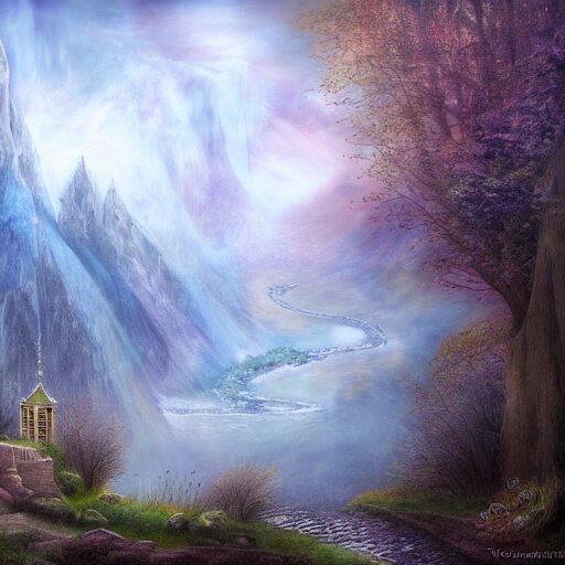 magical academy on a mountain, mist, fantasy, realism, by bagsha ...