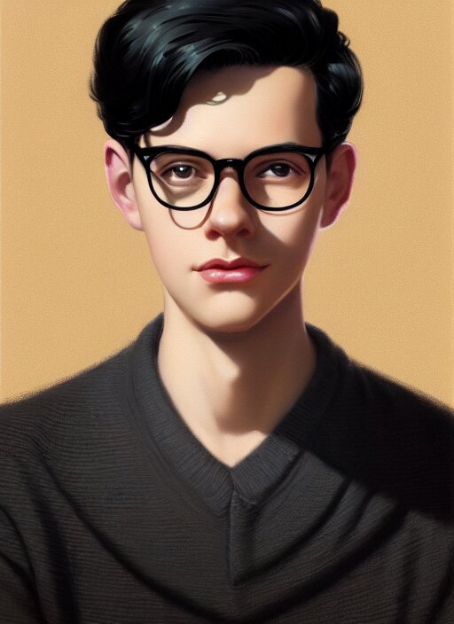 Lexica - Portrait of young dilton doiley, black hair, round glasses, 1 ...