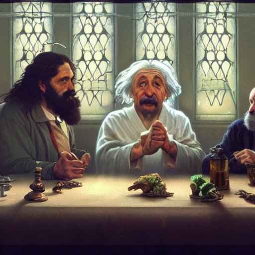 Lexica - Jesus, einstein and darwin are smoking weed, drunk, in the ...