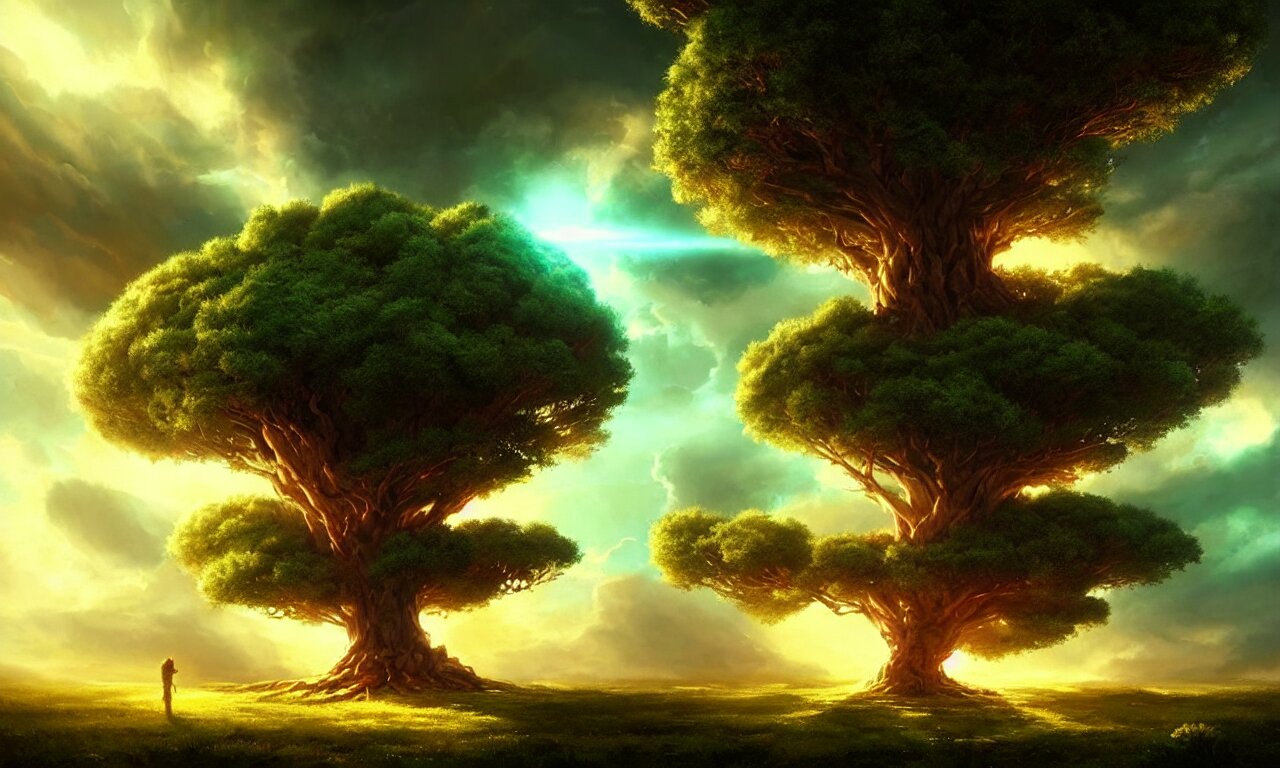 Lexica - Godly tree of life seen from outer space engulfs the earth ...