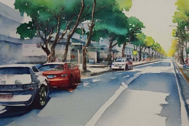 !! watercolor!! penang road in a sunny day, artwork by tooth wu ...