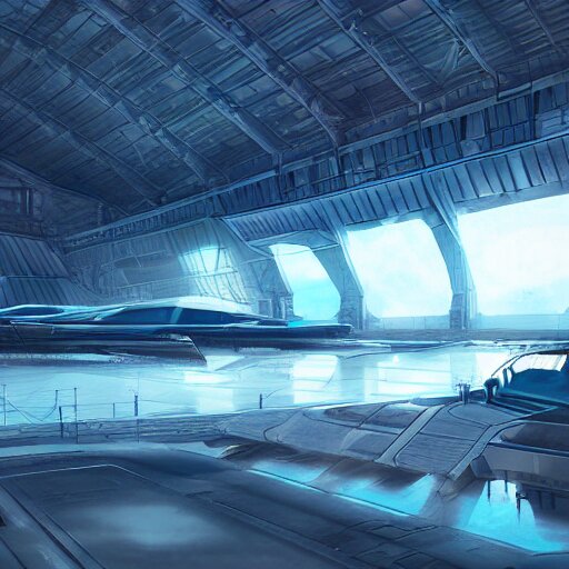 Lexica - Futuristic hangar, crisp, artstation, luxury, beautiful, dim ...