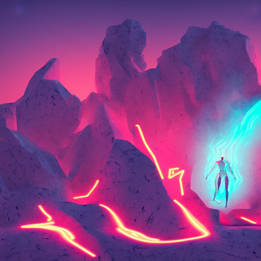 Lexica - Manikin made of marble, fractal neon explosion revealing a ...