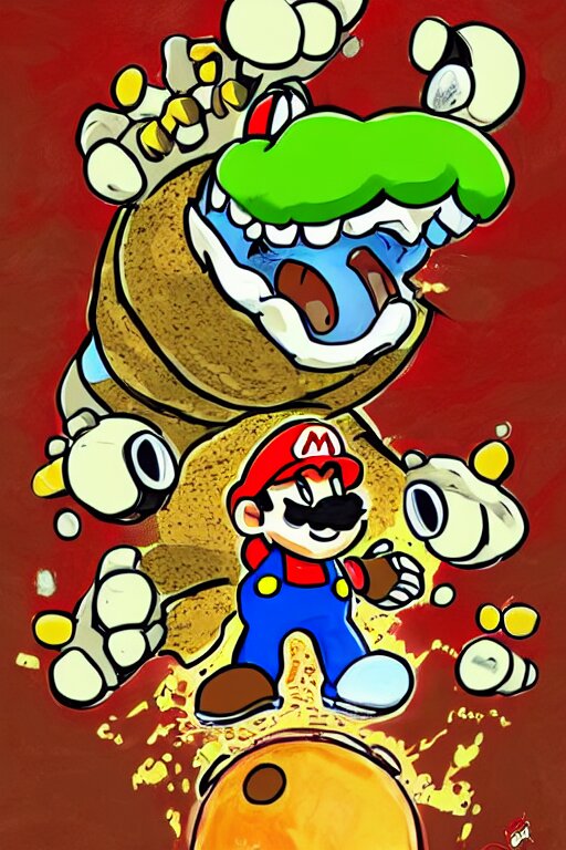 Lexica - Mario eating toad from its head parodying saturn devouring his ...