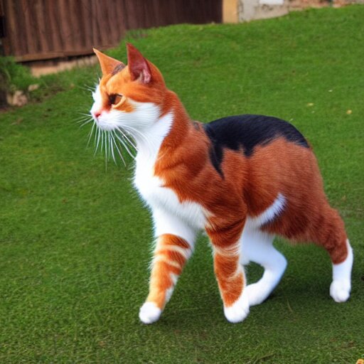 Lexica - A calico cat walking on two legs drawing