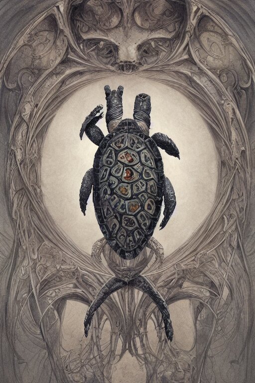 Lexica - A full - body turtle, wisdom, good and evil, scrollwork ...