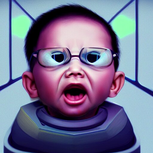 Lexica – An angry baby hacker, art by beeple