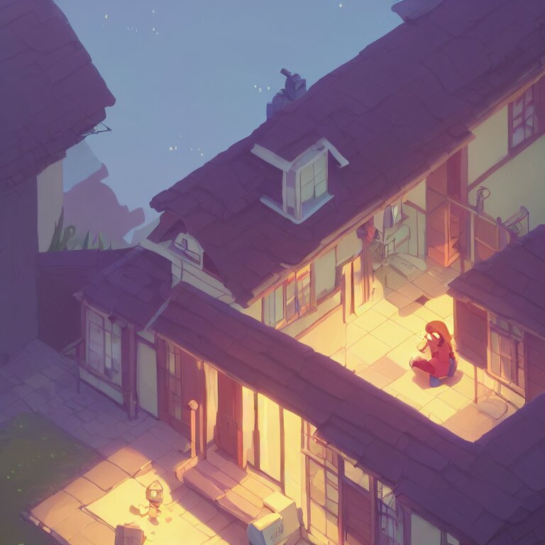 Lexica - Isometric view, a lovely cottage, plain background, cory ...