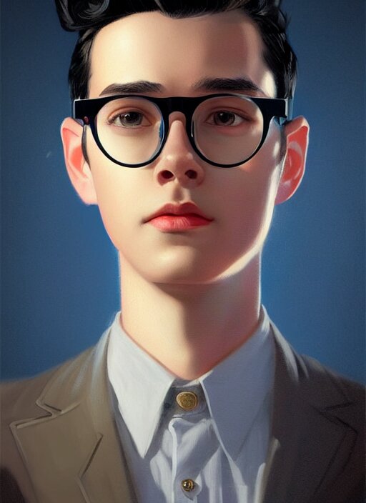 Lexica - Portrait of young dilton doiley, black hair, round glasses, 1 ...