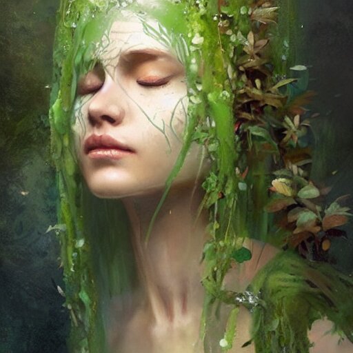 Lexica - A beautiful portrait of a plant goddess with closed eyes by ...