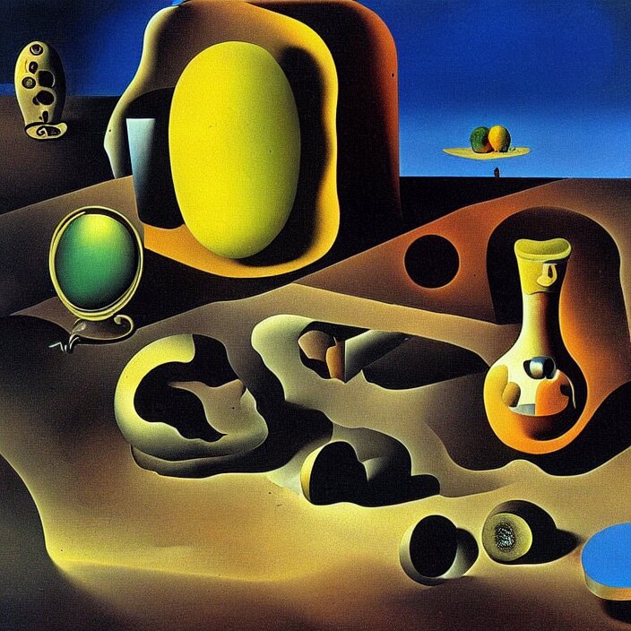 Lexica - Random objects in a surreal environment by salvador dali
